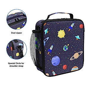 ALAZA Kids Lunch Box Universe Planet Insulated Soft Bag Mini Cooler Back to School Thermal Meal Tote Kit for Boys a02