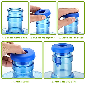 QTLCOHD 8 Pack 5 Gallon Water Jug Cap Reusable 5 Gal Water Jug Caps Silicone Water Bottle Caps Water Jug Cover Replacement No Spill for 55mm Standard/Screw/Crown Bottle Water Dispenser Caps