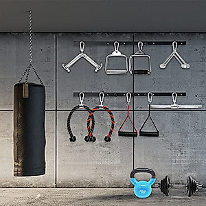 A2ZCARE Combo LAT Pull Down Attachment - Cable Machine Accessories for Home Gym with Multi Option: V-Handle, Tricep Rope, D-Handle, V-Shaped Bar, and Rotating Bar (Snap Hook (Set of 4))