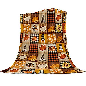 Singingin, Pumpkin Blanket Super Soft Flannel Fleece Throw Turkey Maple Leaf Gnome Plaid Blanket Lightweight Cozy Warm Fuzzy Plush Microfiber Blankets, 50x80 in, FBACK 20210701CXMMTSLXM09849MTACSIN