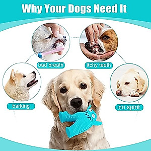 MADDEMCUTE Squeaky Dog Toys for Aggressive Chewers,Durable Interactive Dog Chew Toy for Small Dogs,Natural Rubber Teeth Cleaning Puppy Treat Toys(Blue)