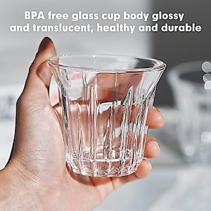 Bincoo Glass Coffee Mug Set 2x90ML, Clear Glass Coffee Mugs with Wooden Coasters, Coffee, Cappuccino, Latte, Espresso Glass Cup Heat Resistant