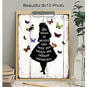 Rustic Home Decor, Alice Wonderland - 8x10 Photo - Shabby Chic Butterfly Wall Decor for Bedroom, Kids, Baby or Girls Room, Nursery Decor - Vintage Farmhouse Wall Art, Motivational Gift for Women