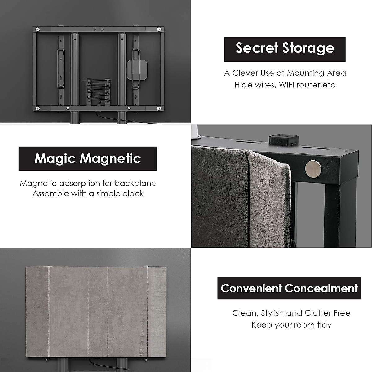 FITUEYES Design Modern TV Stand for 65 70 75 88 inch TV, Floor TV Stand with Cable Management, Easel TV Stand for LCD/LED Flat Curved Screens Wood Iron TV Furniture, Picasso Series