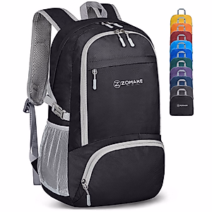 ZOMAKE Lightweight Packable Backpack 30L - Foldable Hiking Backpacks Water Resistant Compact Folding Daypack for Travel(Black)