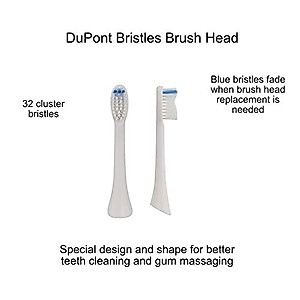 Over The Sea Sonic Bluetooth Rechargeable Electronic Toothbrush – 5 Modes – App Control – Smart Timer – Wireless Charging – Portable Power Toothbrush – 2 Replacement Dupont Brush Heads (White)