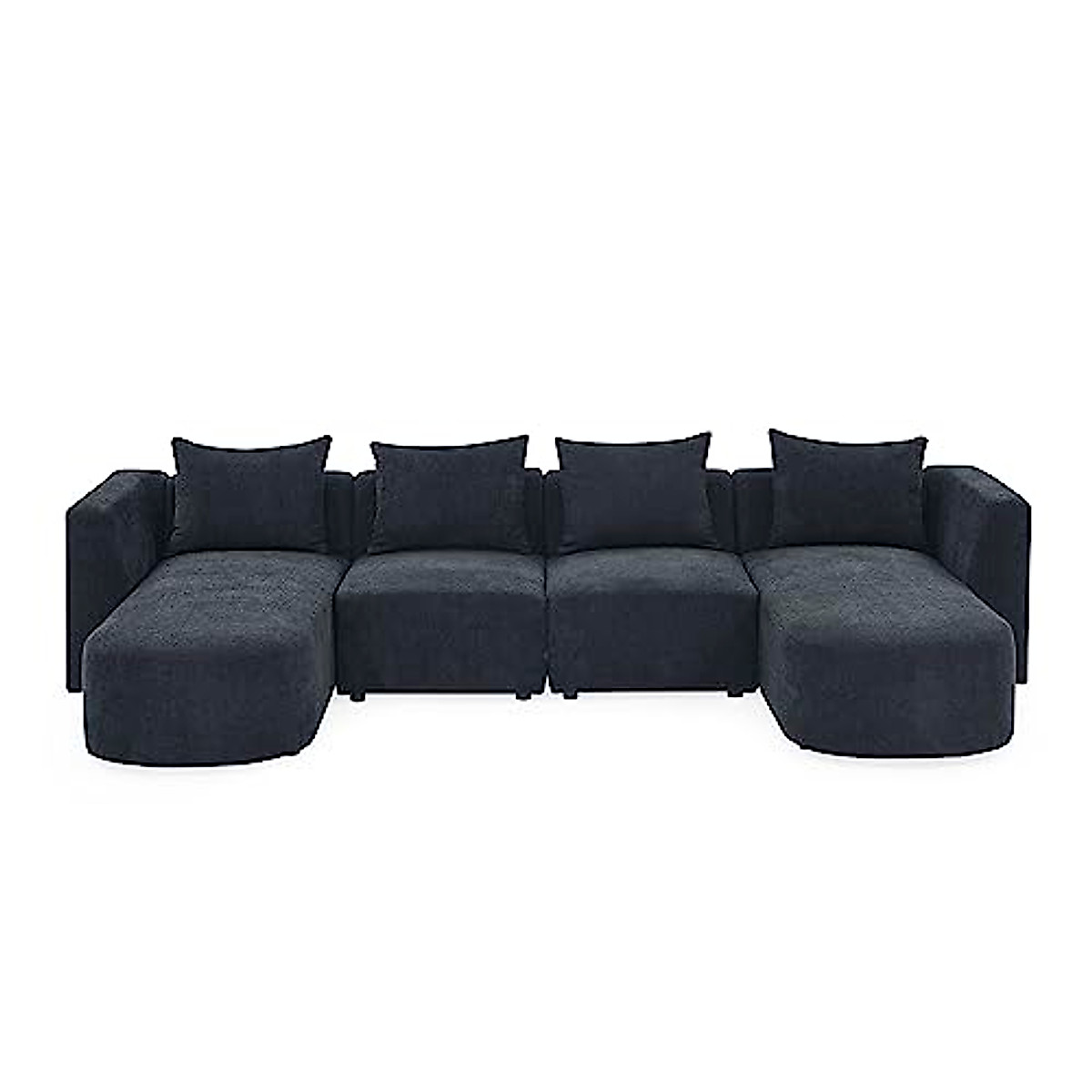 U-Shaped Stylish Comfy Sectional Sofa Couch with 2 Single Seats and Lounge Chaises, Oversized Modern DIY Combination Convertible Modular Sofa & Couch, Cloud Deep Seater Cozy Sofá for Living Room