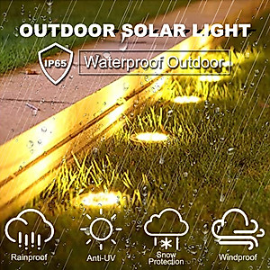 Solar Ground Lights-Waterproof Solar Lights Outdoor Garden- Solar Disk Lights-Upgraded 16LED Bright in-Ground Lights-Landscape Lights for Pathway, Yard, Lawn, Patio, Walkway (12 Pack White Light)
