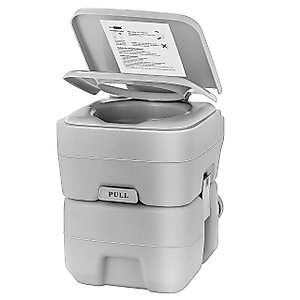 VIVOHOME 5.3 Gallon Waste Tank Portable Indoor Outdoor Toilet Compact Double-outlet Commode with Anti-leak Seal Ring and Cleaning Brush for Travel Camping RV Boating Fishing