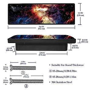 4 Pack 3.6In Double Holes Handles Pulls, Galaxy Planet Print Decorative Kitchen Cabinet Dresser Drawer Closet Cupboard Door Handles Pulls for Home Bedroom Bathroom