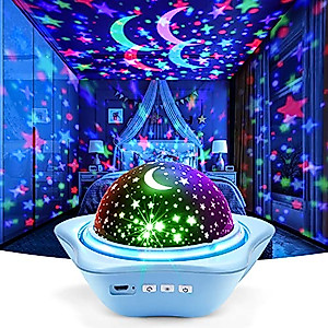 One Fire Night Light for Kids, 48 Lighting Modes Star Lights for Bedroom, 360° Rotating+3 Films Baby Night Light Projector, USB Rechargeable Kids Night Lights for Bedroom, Star Lights for Room Decor