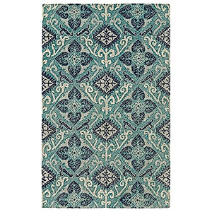 Kaleen Rugs Weathered Collection WTR03-91 Teal 2' x 3' Indoor/Outdoor, Handmade Rug