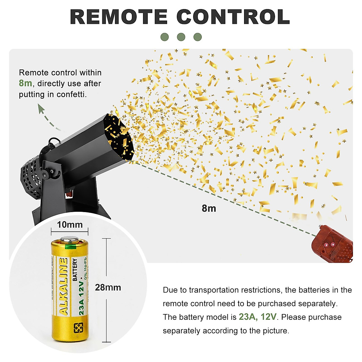 Epidioxi Confetti Launcher Professional confetti shooter wireless remote for Special Event, Parties, Club, Wedding, Concerts (without lights)