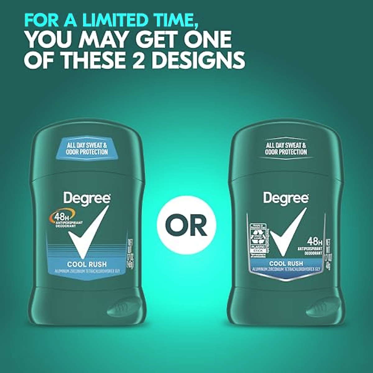 Degree Men Original Protection Antiperspirant Deodorant Cool Rush Pack of 12 48-Hour Sweat & Odor Protection Antiperspirant For Men 1.7 oz