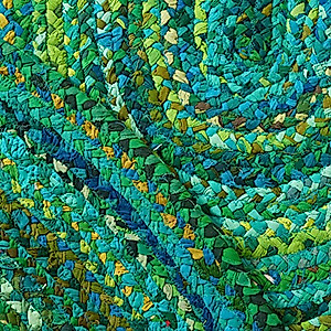 Safavieh Braided Collection Area Rug - 4' x 6' Oval, Green, Handmade Country Cottage Reversible Cotton, Ideal for High Traffic Areas in Living Room, Bedroom (BRD452Y)