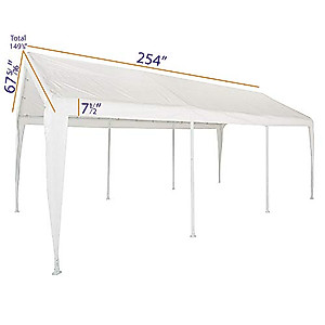 Impact Canopy Replacement Top with Leg Skirts for 10X20 Carport Canopy, White