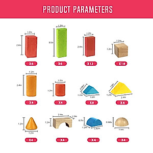 Migargle Wooden Building Blocks Set for Kids - Rainbow Stacker Stacking Game Construction Toys Set Preschool Colorful Learning Educational Toys - Geometry Wooden Blocks for Boys & Girls