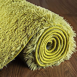 YOH Ultra Soft Shag Rug Fluffy Plush Area Rugs Bedroom Rugs for Living Room Dorm Patio Girls Kids Room Nursery Home Decorative Carpets, 2.6’x5.3’(Green)