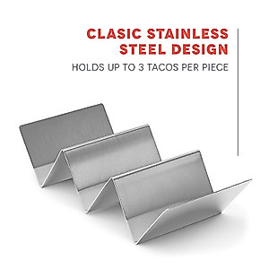 Stainless Taco Holders Stand 3 Tacos Each. Heavy Duty Quality! Taco Shell Holders - Taco Stainless Stand - Taco Baking Rack - Soft Taco Stand & Hard Taco Holder - Taco Shell Tray Tuesday Server (2)