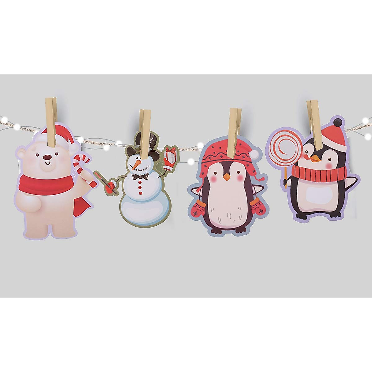 60Pcs Winter Cut-Outs, Classroom Décor, Snowman Snowflake Penguin Bear Cutouts with Dot Glue for Party Decor