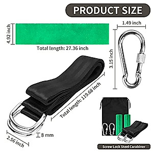 [New 2023] Tree Swing Hanging Straps Kit, 10FT Extra Long Heavy Duty Tree Swing Strap Holds 4000 LBS, Tree Swing Hammock with Safer Lock Snap Carabiner Hooks,Perfect for Swings or Hammock