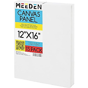 MEEDEN 15-Pack Canvas Boards for Painting, 12 × 16 Inches Blank White Canvas Panels, 100% Cotton, 8 oz Gesso-Primed, Canvas Art Supplies for Acrylic Pouring Airbrushing & Oil Painting