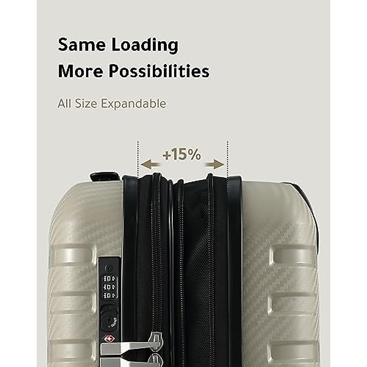LUGGEX Carbon Fiber Pattern Carry-On Luggage 22x14x9 - Impact-Resistant PP Material - High Rebound Toughness & Anti-Explosion Zipper(Champagne Suitcase)