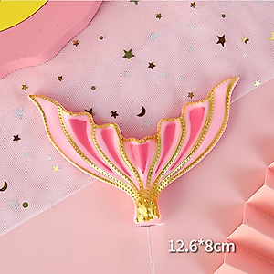 2Pcs mermaid ocean theme cake topper fishtail cake (x2) decoration baby shower children's birthday party cake decoration plug-in