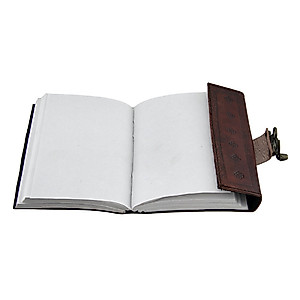 Genuine Leather Journal Notebook - Antique Vintage Bound Journals for Men & Women - 7 x 5 Inch Unlined Paper Handmade Planner Travel Writing Dairy with Lock, Sketchbook for Drawing