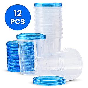 RFAQK 24 PCS Freezer Soup Containers with Lids-12 Plastic 32 oz Deli Containers with 12 Screw Lids-Freezer Safe Storage Containers with Twist Top Lids-Reusable Plastic Box for Lunch, Gym, Travel