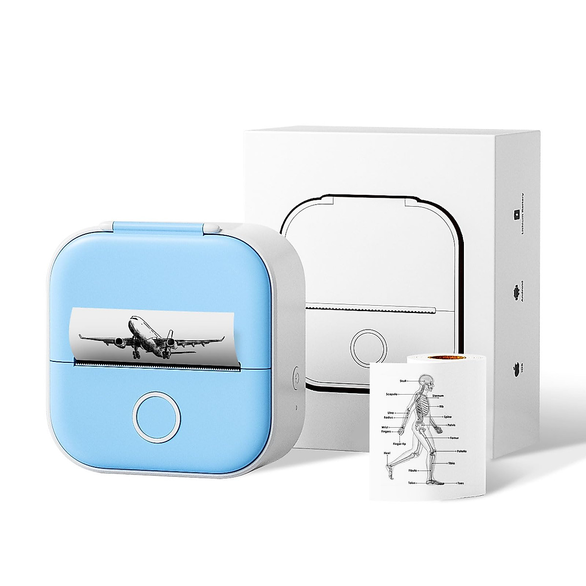 Ponek Mini Pocket Sticker Printer-Bluetooth Pocket Thermal Printer-Portable Smart Photo Printer for iPhone, White Self-Adhesive Paper Compatible with T02/M02X/M02XS for Journal, Photo, Memo