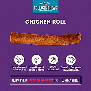 Treatly USA Collagen Rolls 9-10" Dog Chew Treats - Chicken Marinade Flavor, 4 Count/1 Pack