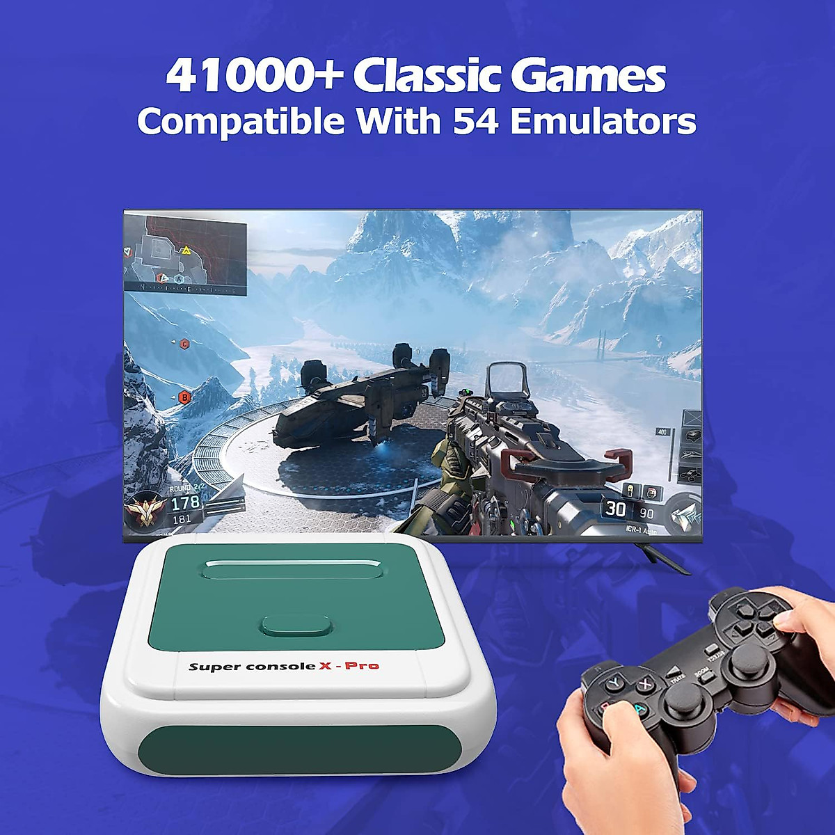 Kinhank Retro Video Game Consoles,Super Console X Pro Built-in 41,000+ Games,Compatible with 52+ Emulators,Gaming System for 4K TV HD/AV Output,WiFi/LAN,with Dual 2.4G Wireless Gamepads