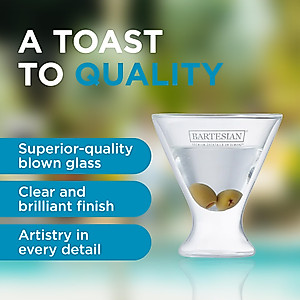 Bartesian Cocktail Glass Sets - Stemless Margarita Drinking Glassware for Cocktails & Mocktails - Bar Glasses for Martini, Margarita, Pina Colada, Whiskey Sour, Old Fashioned - Set of 2