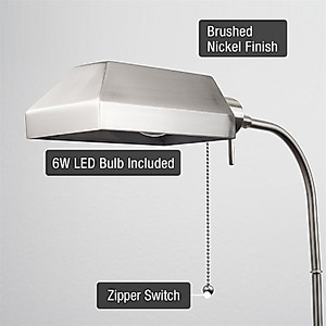 Kira Home Prescott 58" Adjustable Standing Pharmacy Floor Lamp, Brushed Pewter Finish, Includes 6W LED Bulb (60W eq.) Energy Efficient, Eco-Friendly