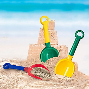 3pcs Beach Shovel for Kids Age 3-10, Large 10 Inch Sand Shovel Heavy Duty Thick Plastic Sand Scoops Great for Beach Toys for Kids, Sand Toys for Toddlers, Outdoor Sandbox Toys