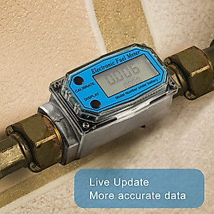 Xuhal 2 Pcs Digital Turbine Flow Meter Fuel Flow Meter Electronic Fuel Meter with Digital Display Gas Oil Fuel Flow Meter Water Flow Meter ±1% Accuracy for Measure Diesel Kerosene Gasolin (1 Inch)