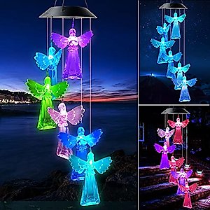 Outdoor Décor Decorative Mobiles Angel Solar Chimes Outdoor Gardening Gifts for mom Unique Birthday Gifts for Women who has Everything Gifts for Girlfriend Gifts for Wife
