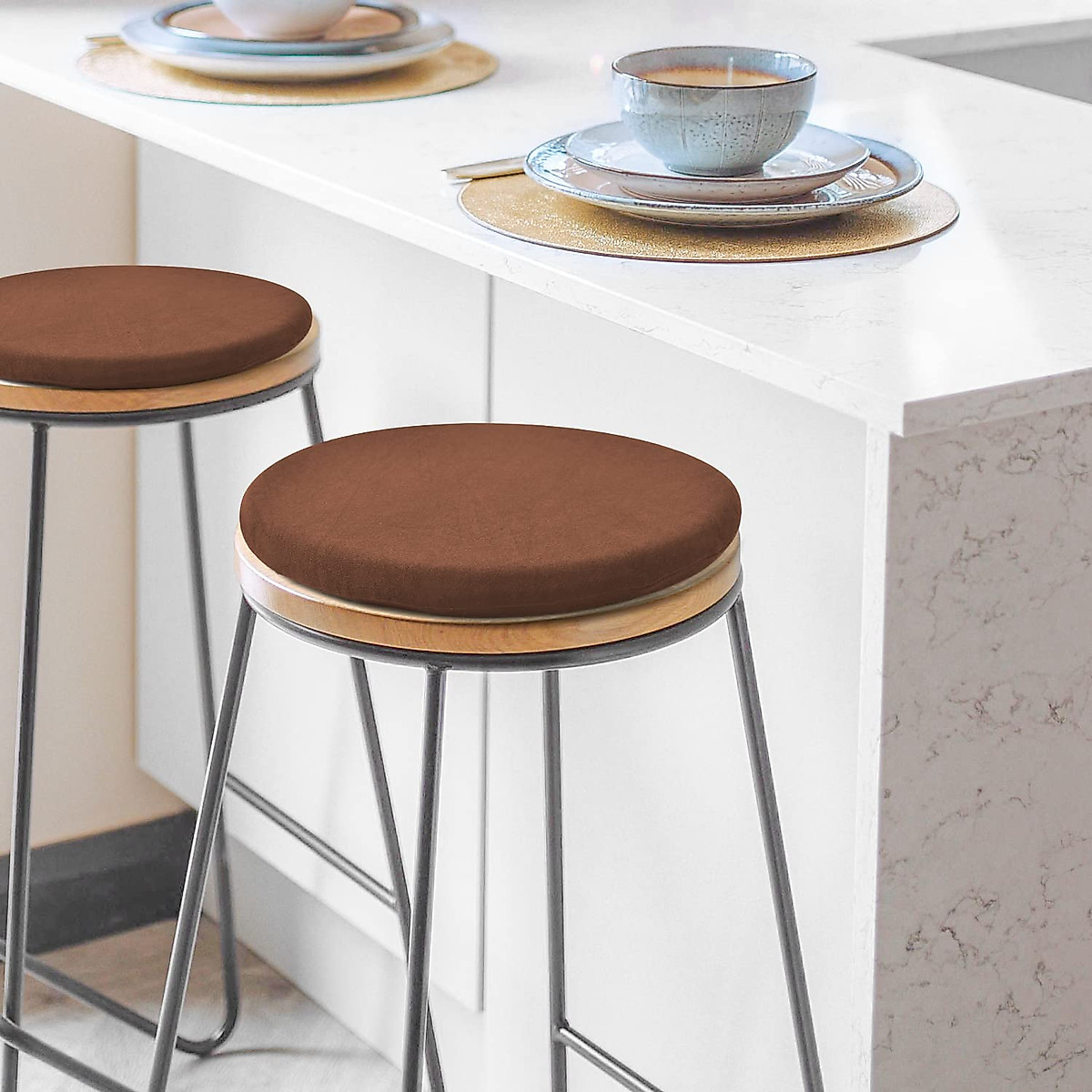 Gumcoly Memory Foam Seat Cushion 14 Inch, Round Stool Cushion, Circle Chair Pad with Removable Cover for Dining Kitchen Bar Chairs Coffee