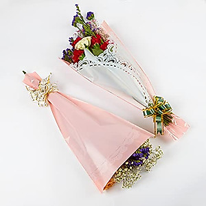 Flower Wrapping Paper Cellophane Bags for Bouquets Rose Sleeve Birthday Holiday Wrap 20pcs L-Pink