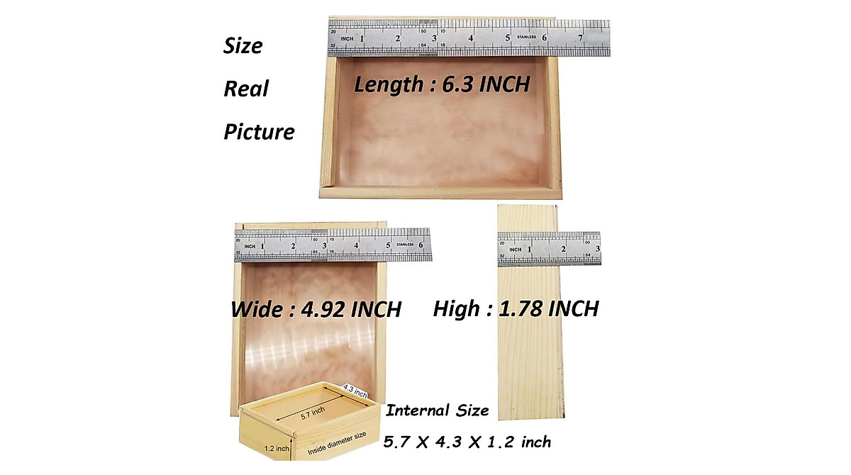 YCOSAN 6 Pcs Wood Boxes for Crafts, 6.3 x 4.9 x 1.8 Inch Small Wooden ...