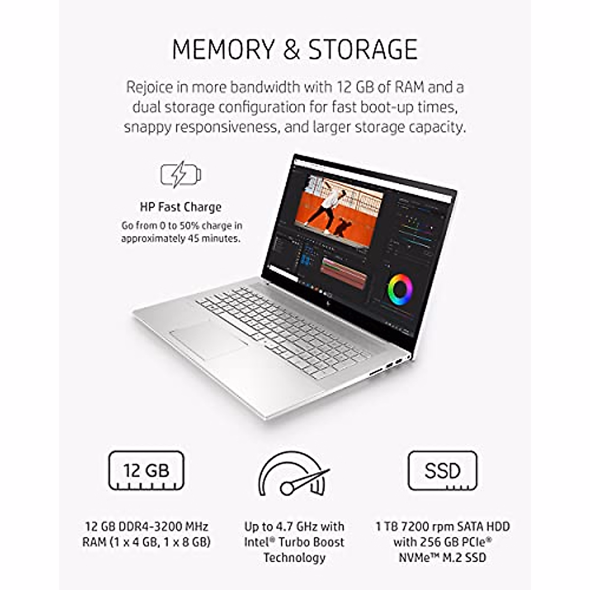 HP Envy 17 Laptop, 11th Gen Intel Core i7-1165G7, 12 GB RAM, 1 TB HDD & 256 GB SSD, 17.3-inch FHD IPS Touchscreen, Wins10 Home, HD Webcam, Audio by B&O (17-cg1010nr, 2021) (Renewed)