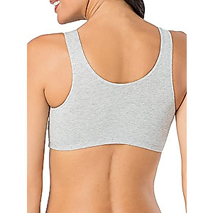 Fruit of the Loom Women's Built Up Tank Style Sports Bra, Black/WHT/WHT/Heather Grey, 34