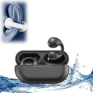 Wireless Ear Clip Bone Conduction Headphones, Open Ear Bone Conduction Earbuds, Mini Bone Conduction Headphones, Open Ear Headphones Wireless Bluetooth for Running Sports (Black)
