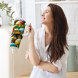 Maunzc 30 oz Tumbler with Handle and Straw, Insulated Stainless Steel Travel Mug with Lid for Coffee, Iced Tea, Water, Gift for Men Women (Easter Eggs in Grass)