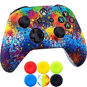 9CDeer 1 Piece of SiliconeTransfer Print Protective Cover Skin + 6 Thumb Grips for Xbox One/S/X Controller Colour Paint