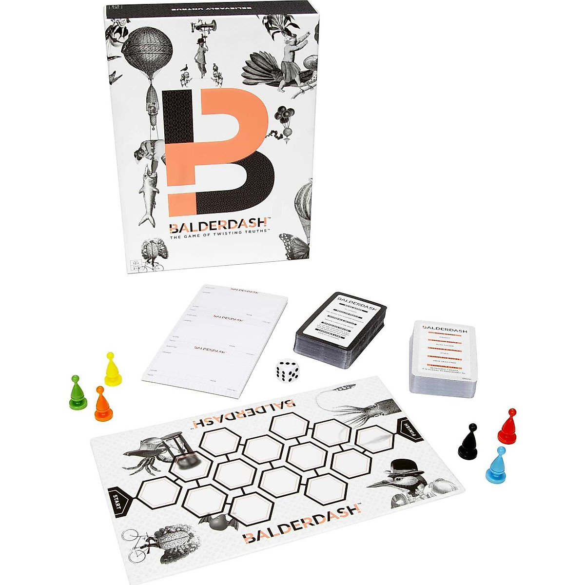 Mattel Games ​Balderdash Board Game for Adults & Teens with Guessing & Bluffing, The Game of Twisting Truths for 2-6 Players