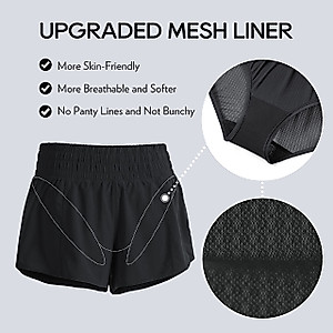 CRZ YOGA High Waisted Running Shorts for Women 2.5" - Mesh Liner Quick Dry Sport Athletic Workout Shorts with Zipper Pocket Black Large