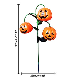 Sunmoony Solar Pumpkin LED Stake Lights for Outdoor Garden, Hanging Pumpkin Lantern for Horror Nights Home Yard Party Halloween Decor (Yellow Light-Small)