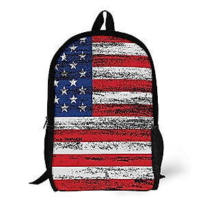ONE TO PROMISE Usa Flag Backpack Watercolor Vintage Colorful American Flag School Bags Bookbag Casual Hiking Travel Daypack for Women Men Teens Student Back to School Gifts,17 Inch